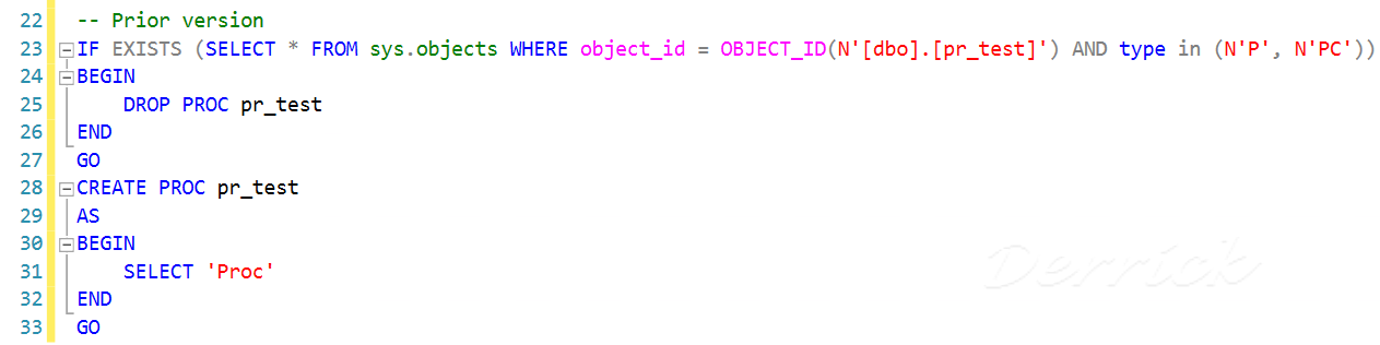 德瑞克：SQL Server 學習筆記: [SQL Server] CREATE OR ALTER - New enhancements in SQL Server 2016 SP1