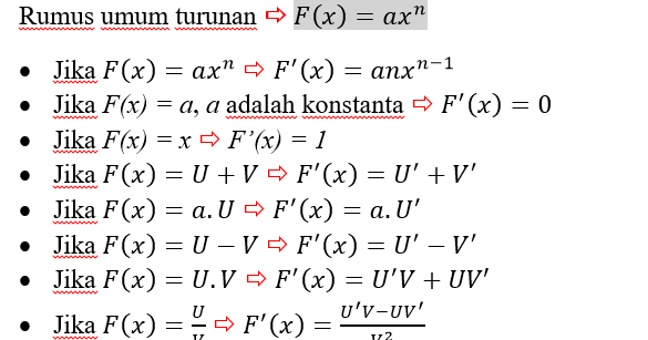 Matematika: Turunan Fungsi Aljabar, Fungsi Turunan Trigonometri dan ...