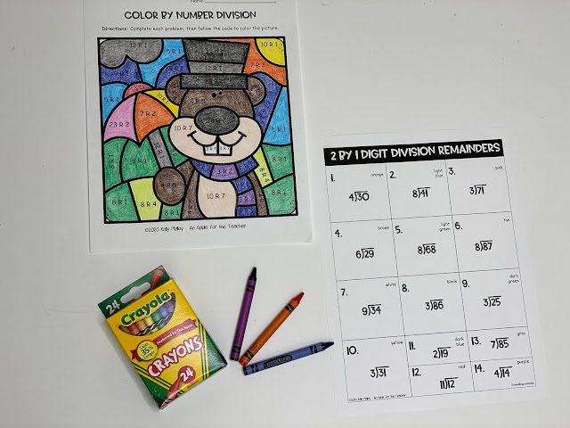 An Apple For The Teacher: Groundhog Day Color by Number Coloring Pages