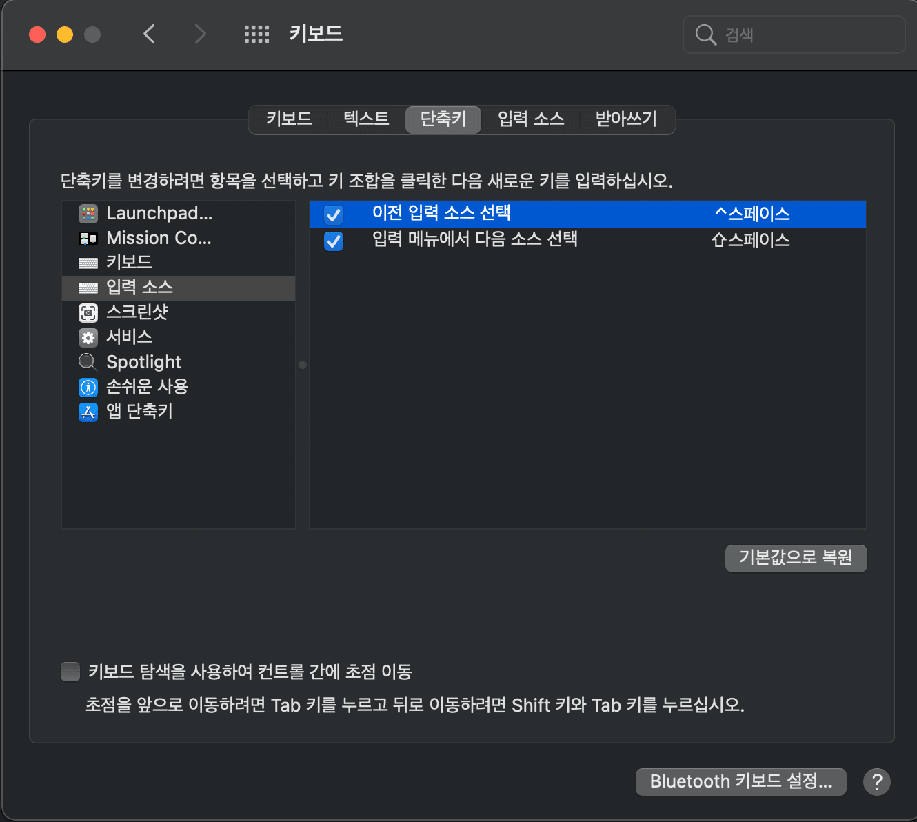 macOS Big Sur에서 Shift + Space로 한영 전환 설정하기