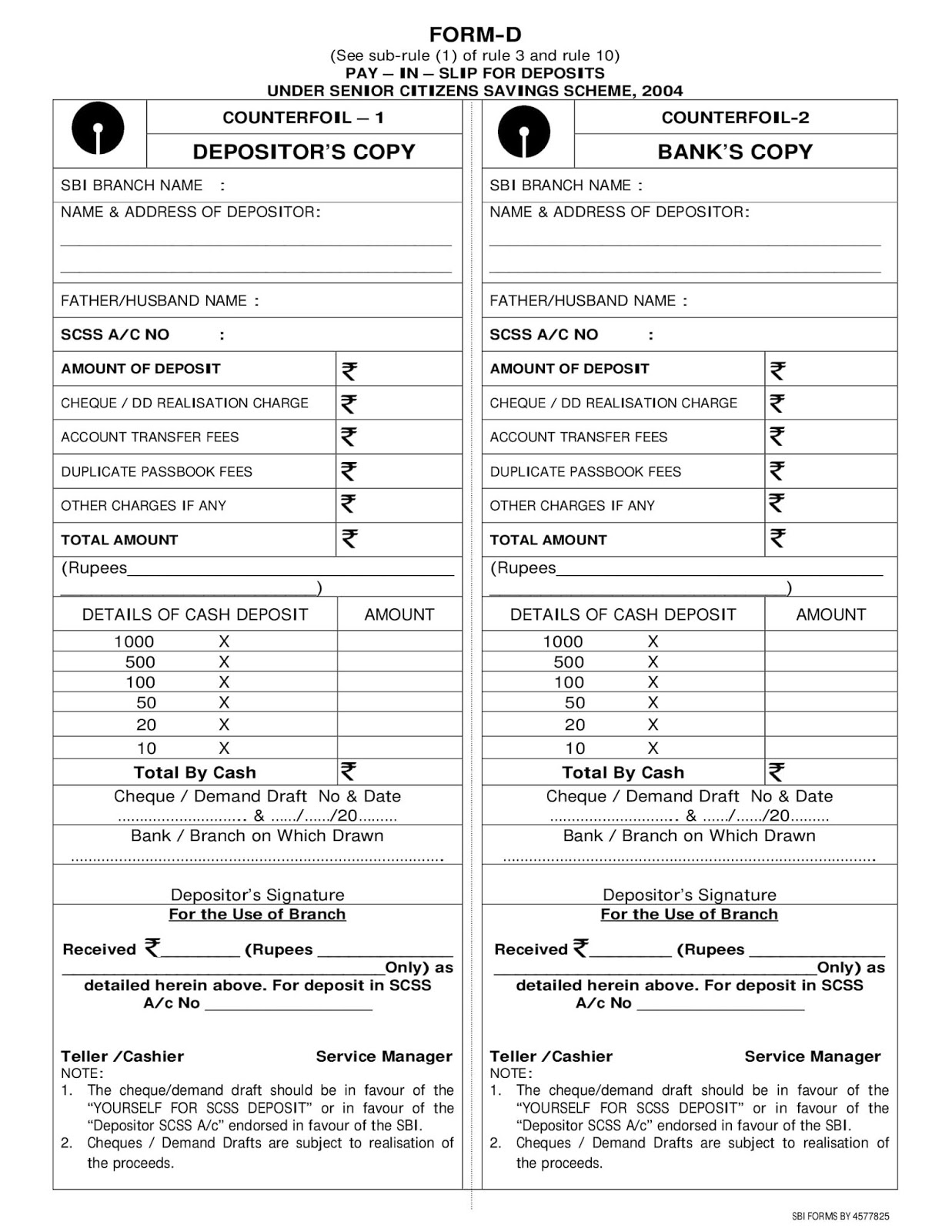 Forms19: FORM -D PAY IN SLIPSCS SCHEME