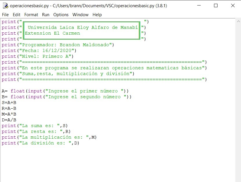 Operaciones básicas en Python