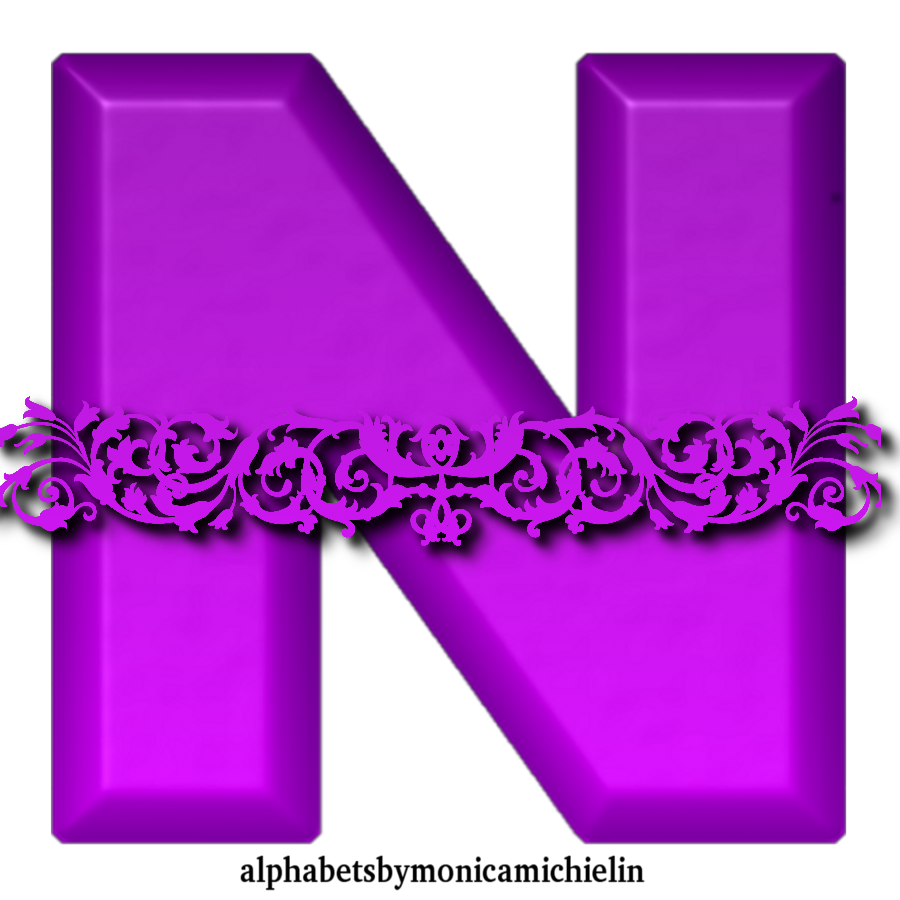 M. Michielin Alphabets: PURPLE ORNAMENT ALPHABET, ALFABETO ORNAMENTO ROXO