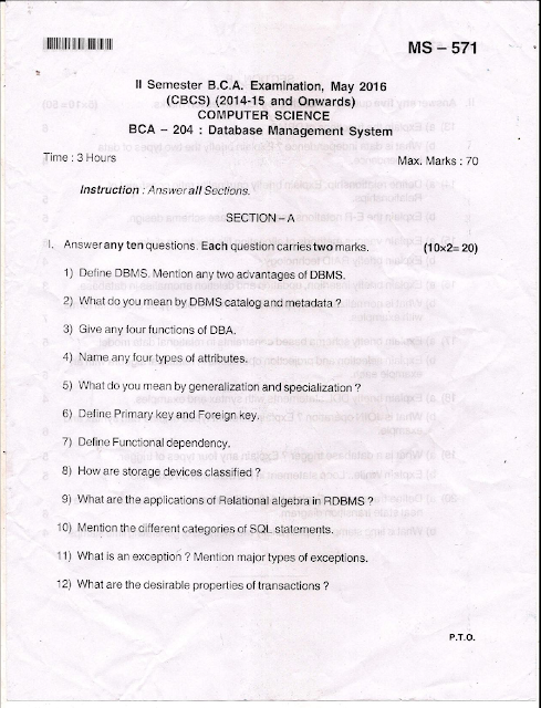 Bangalore University b.c.a. Computer Science bca - 204 : Database ... Bangalore University b.c.a. Computer Science bca - 204 : Database ...