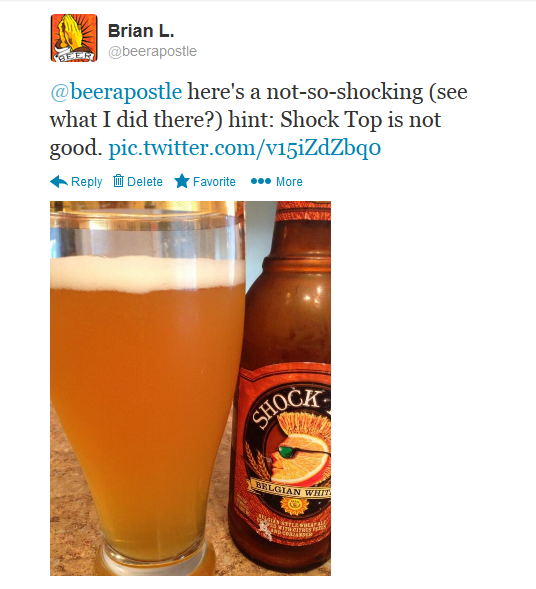 Beer Apostle: Shock Top: Less than Shocking on the Palate!