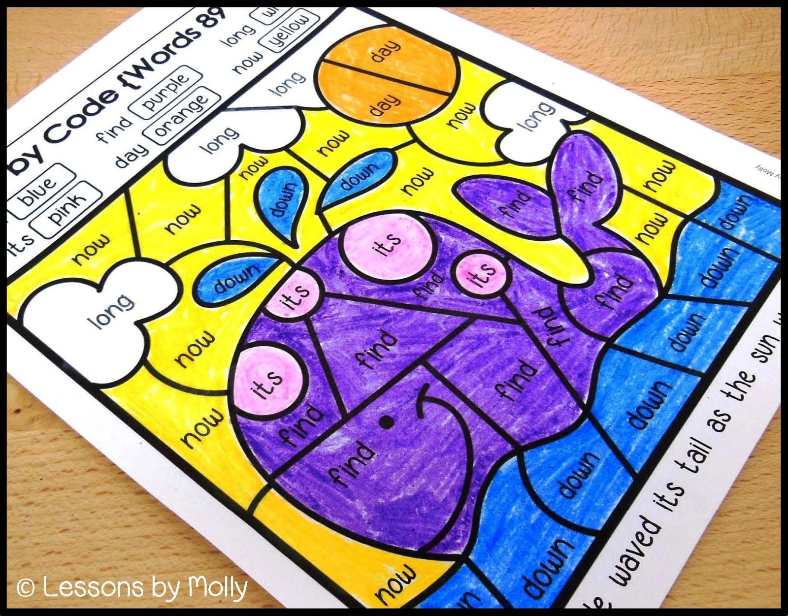 Lessons by Molly: Color by Code Sight Words for First and Second Grade