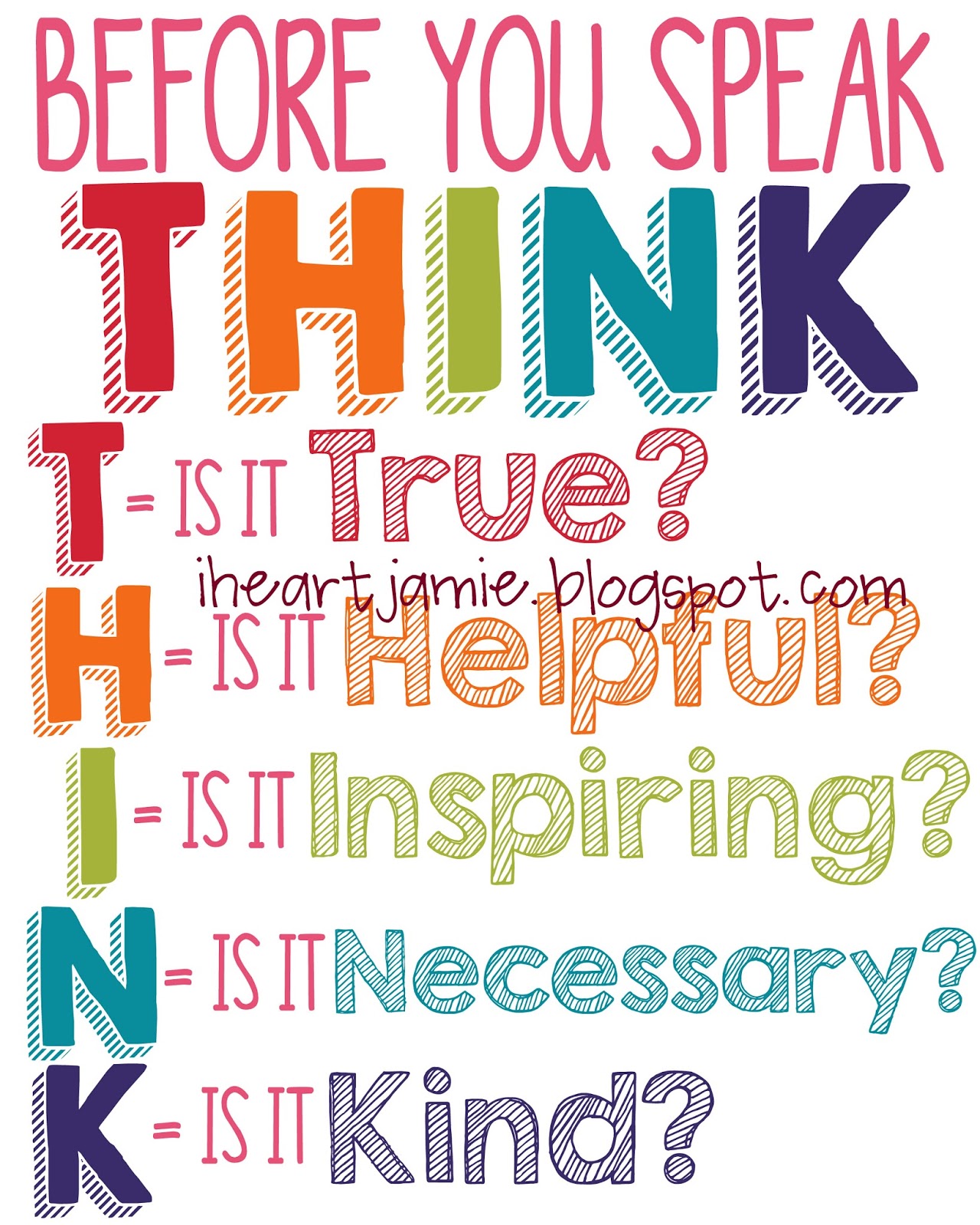 iHeart: Printable: Teaching: T.H.I.N.K.
