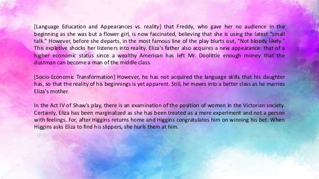 English Literature : Pygmalion complete Analysis