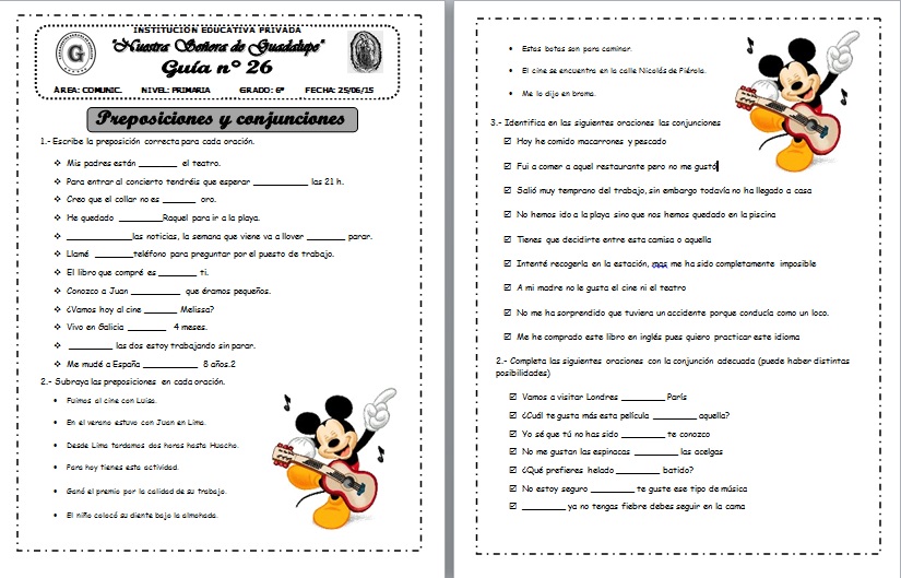 COMUNICÁNDONOS MEJOR: PREPOSICIÓN Y CONJUNCIÓN (PRÁCTICA)