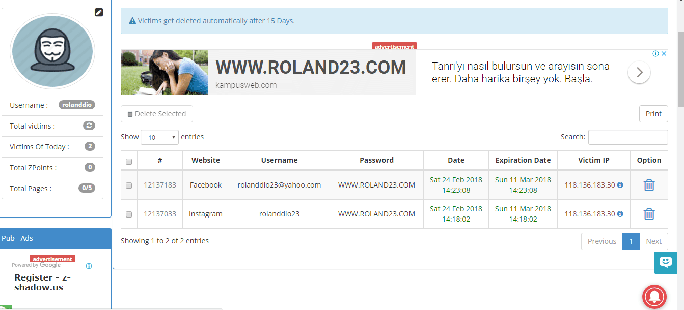 Cara Hack Facebook Instagram Twitter Yahoo Dengan Z-Shadow | Roland Dio ...