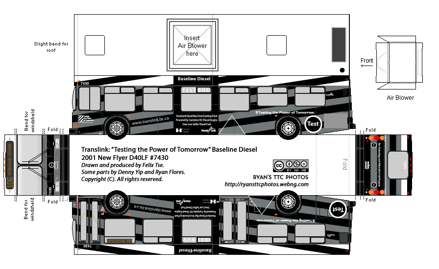 SP. Papel Modelismo: PaperCraft Bus 2001 New Flyer D40LF - TransLink