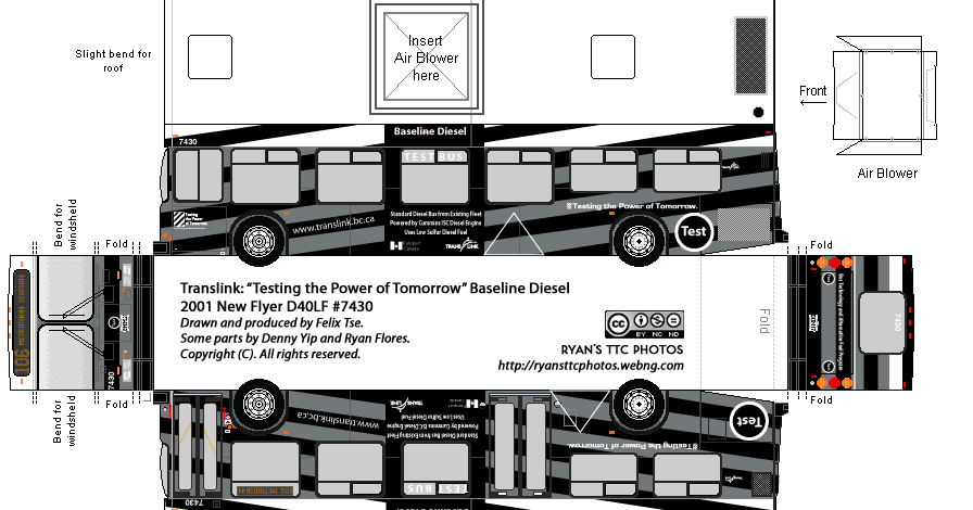 SP. Papel Modelismo: PaperCraft Bus 2001 New Flyer D40LF - TransLink