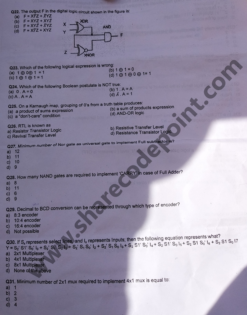 ECE213 : Digital Electronics Mid Term Exam Question Paper - ECE 213 ...