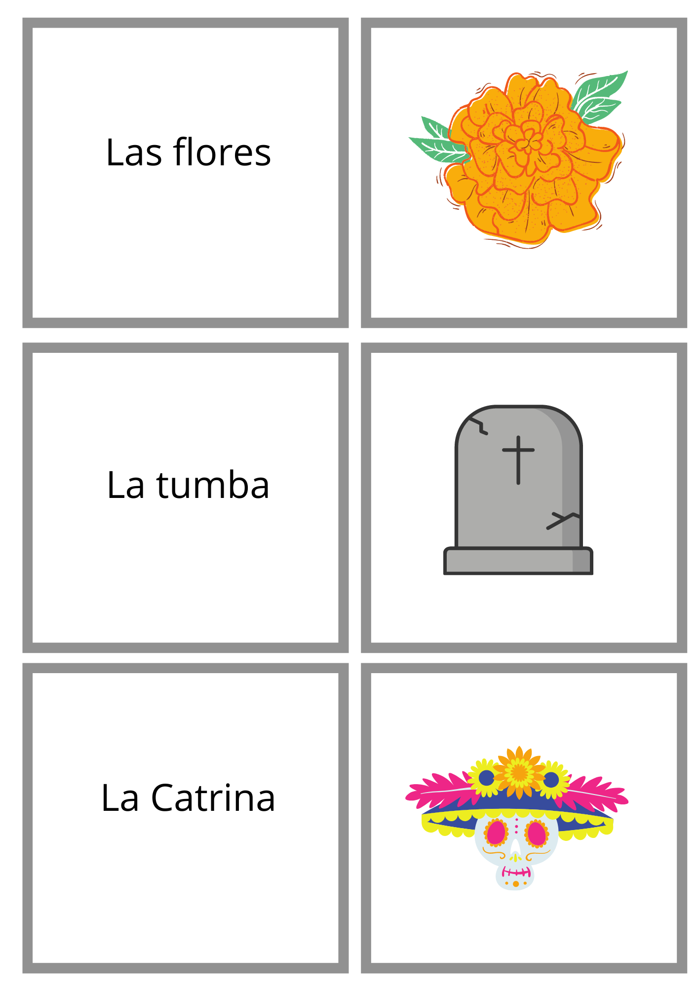 ¡Todos adictos al español!: Les jeux 2 langues: Mémory - Día de muertos