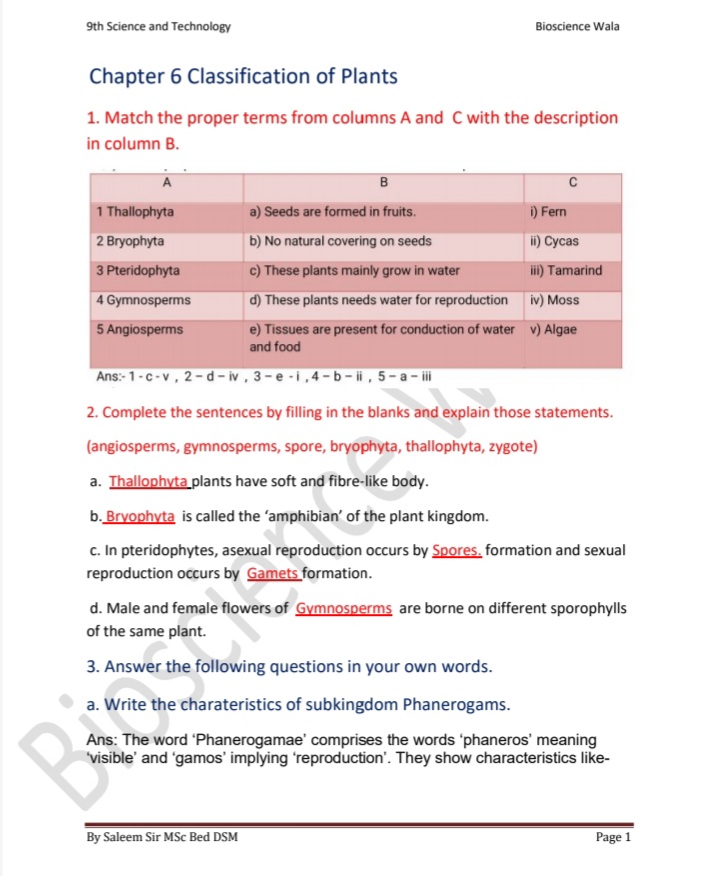 9th Science Chapter 6 Classification of plants Textbook solution ...