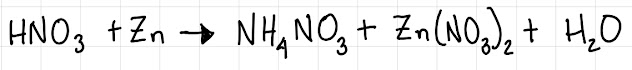 REDOX: HNO3 + Zn → NH4NO3 + Zn(NO3)2 + H2O [SOLUCIÓN]
