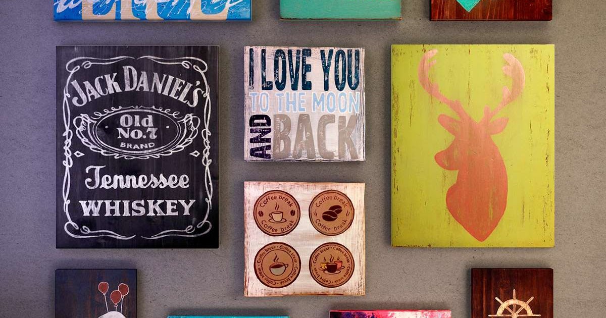 Collection 1. Decorative sign, wooden panels, wood poster