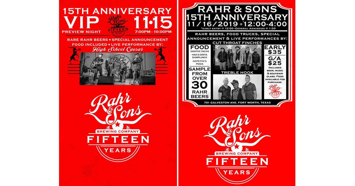 Rahr & Sons reveals 15th Anniversary details | Beer in Big D