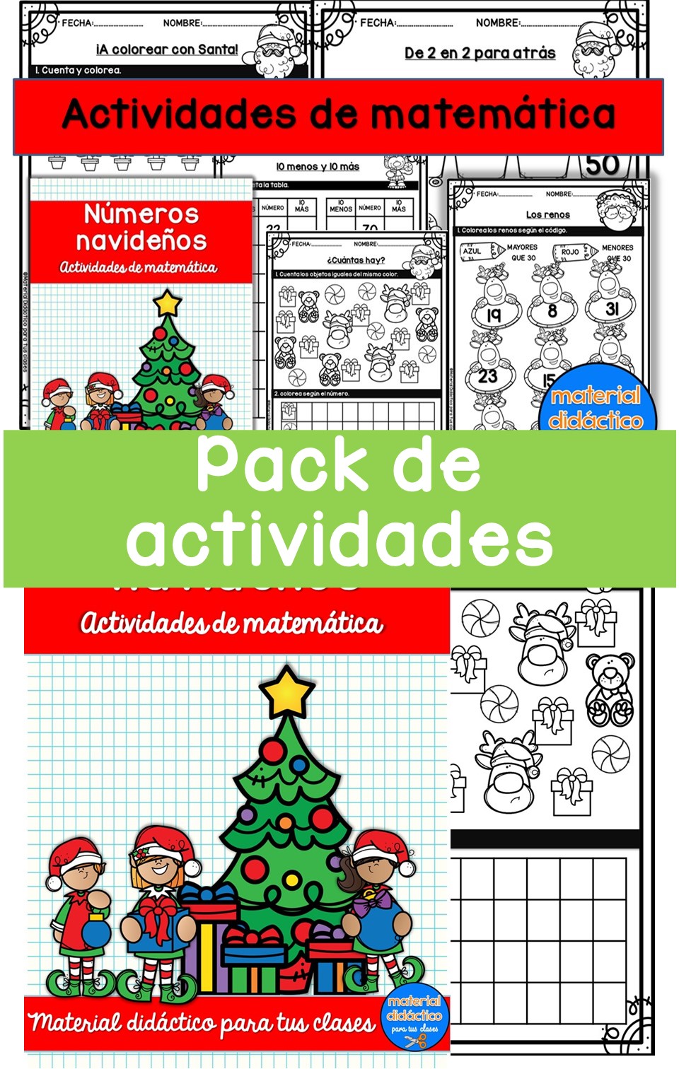 Números navideños hasta el 100 - Material Didactico para tus clases