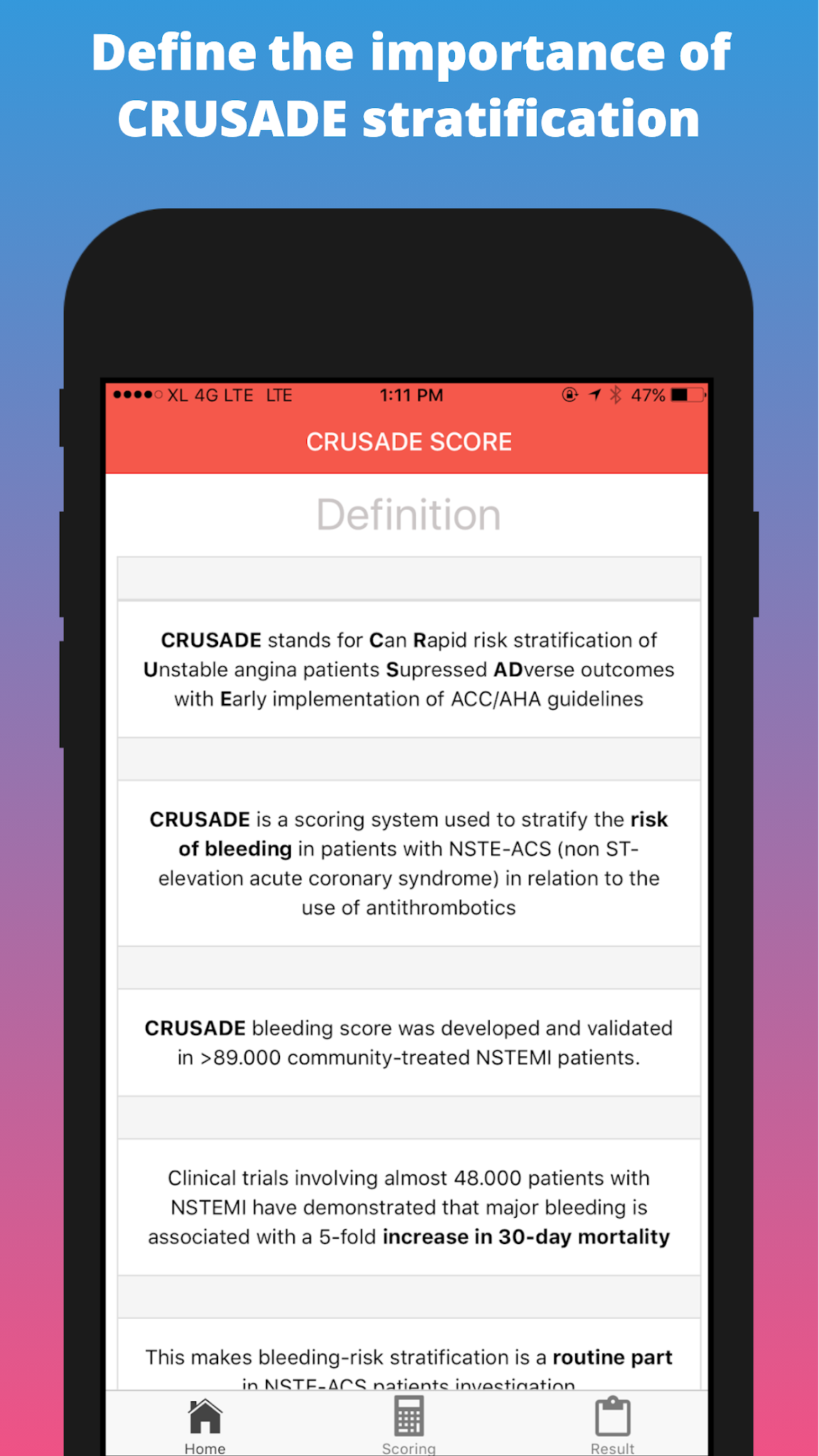 CRUSADE Risk Score for ACS: Cardiology Calculator ~ iMedical Apps