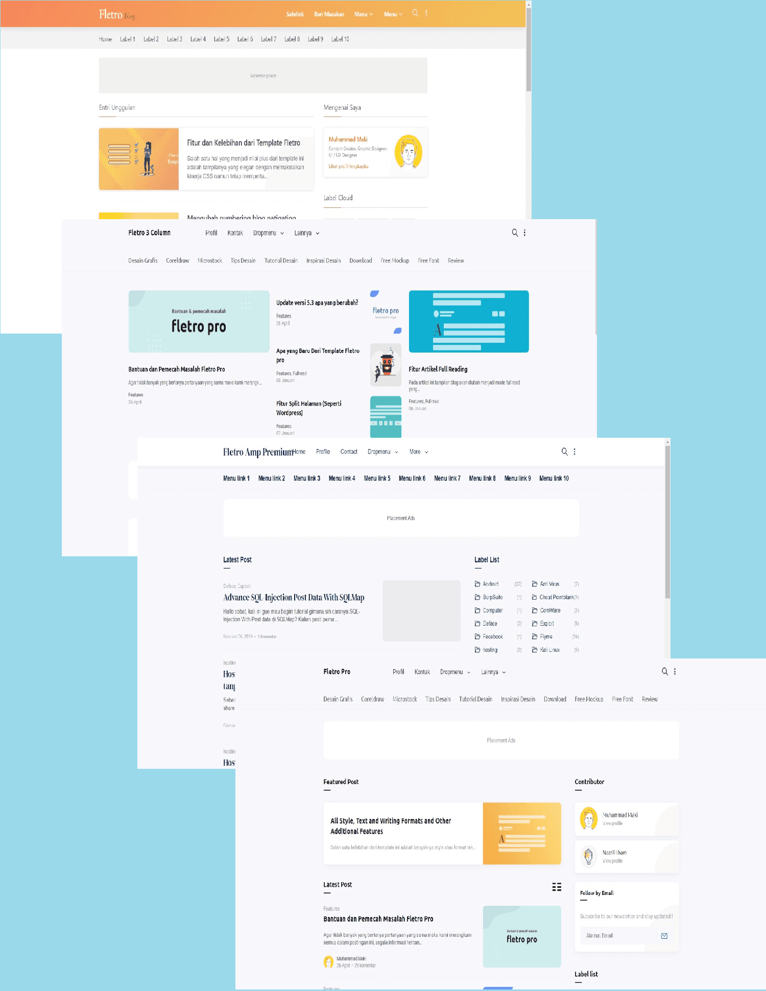 Free Fletro Blogger Template Full Version (AMP + Lite + Pro)