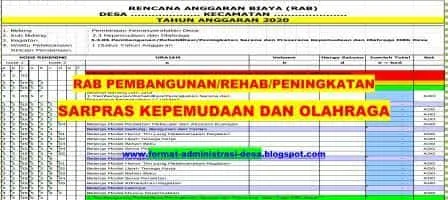 RAB Pembangunan/Rehabilitasi/Peningkatan Sarana dan Prasarana Kepemudaan dan Olahraga | FORMAT ...