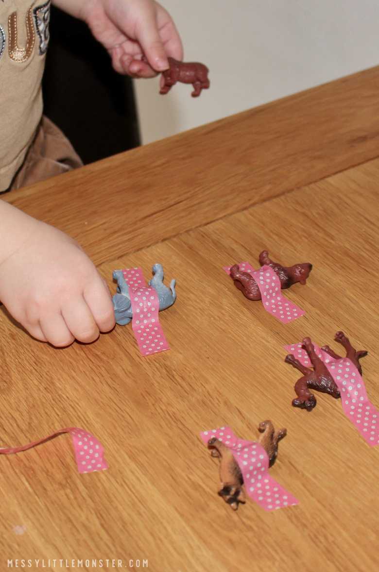 Animal Tape Rescue - Fine Motor Activity - Messy Little Monster