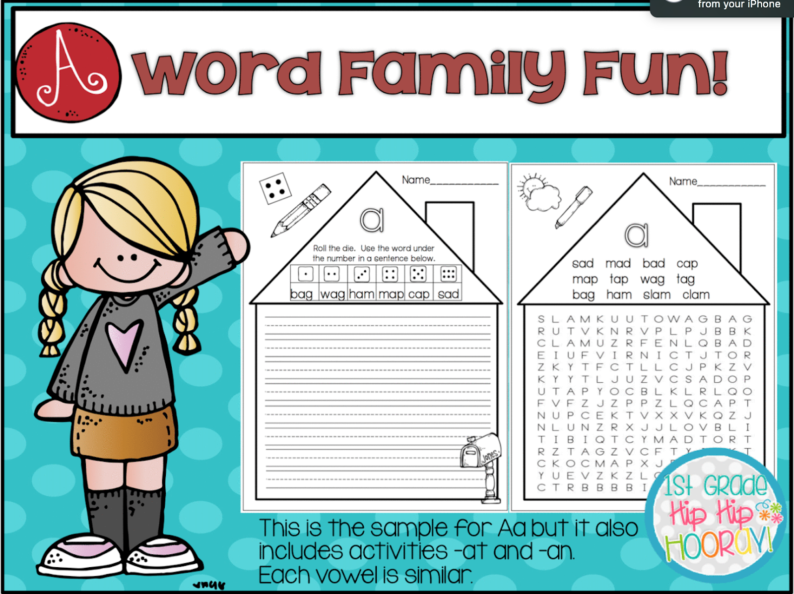 1st Grade Hip Hip Hooray!: Word Family Practice