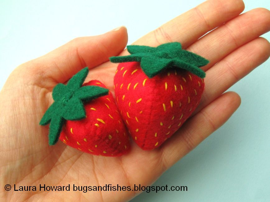 Bugs and Fishes by Lupin: Sew Some Felt Fruit! Strawberries Tutorial