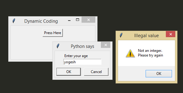 simple dialog in tkinter // Taking input through dialog boxes - Dynamic ...
