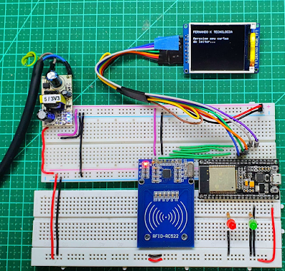 ESP32 com RFID, Display e Mini Fonte - Fernando K Tecnologia