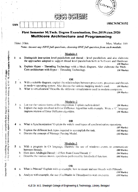 Visvesvaraya Technological University M.Tech. CS (CBCS) First Semester ...
