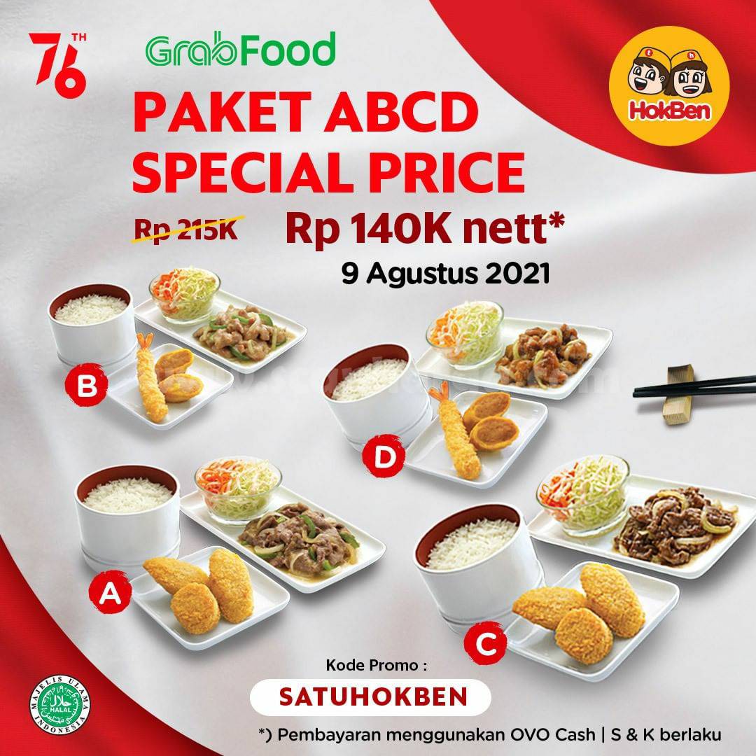 HOKBEN Promo Paket ABCD Rp. 140.000 nett* via GRABFOOD - scanharga