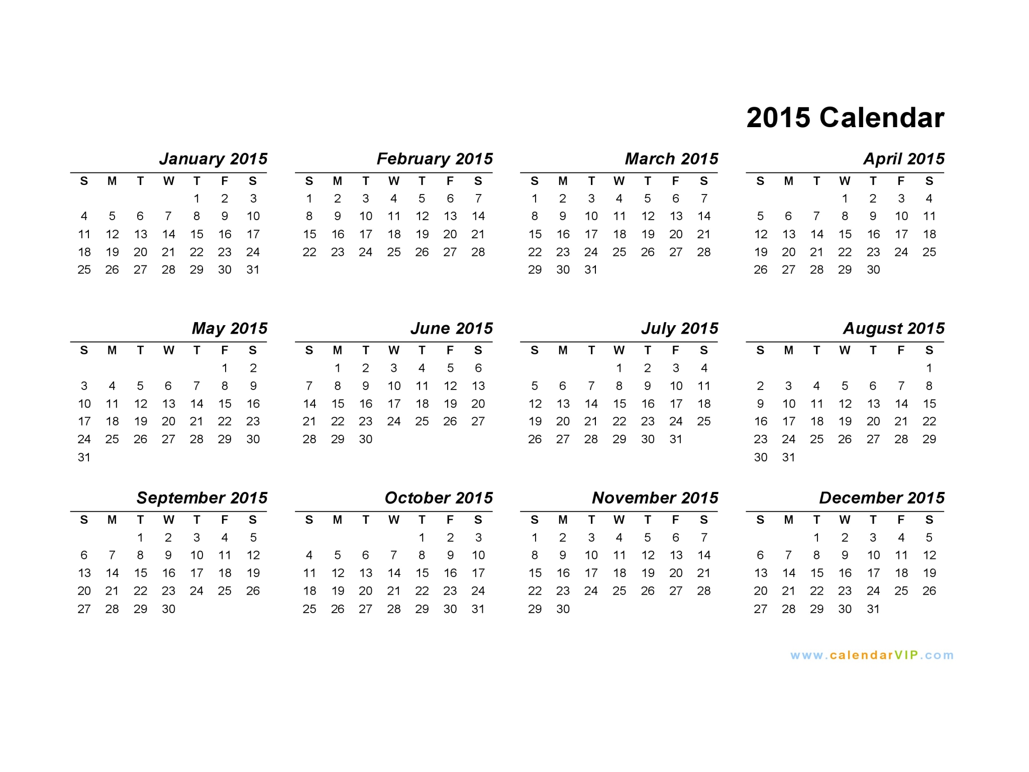 Printable Calendar For 2015 - Collage Template