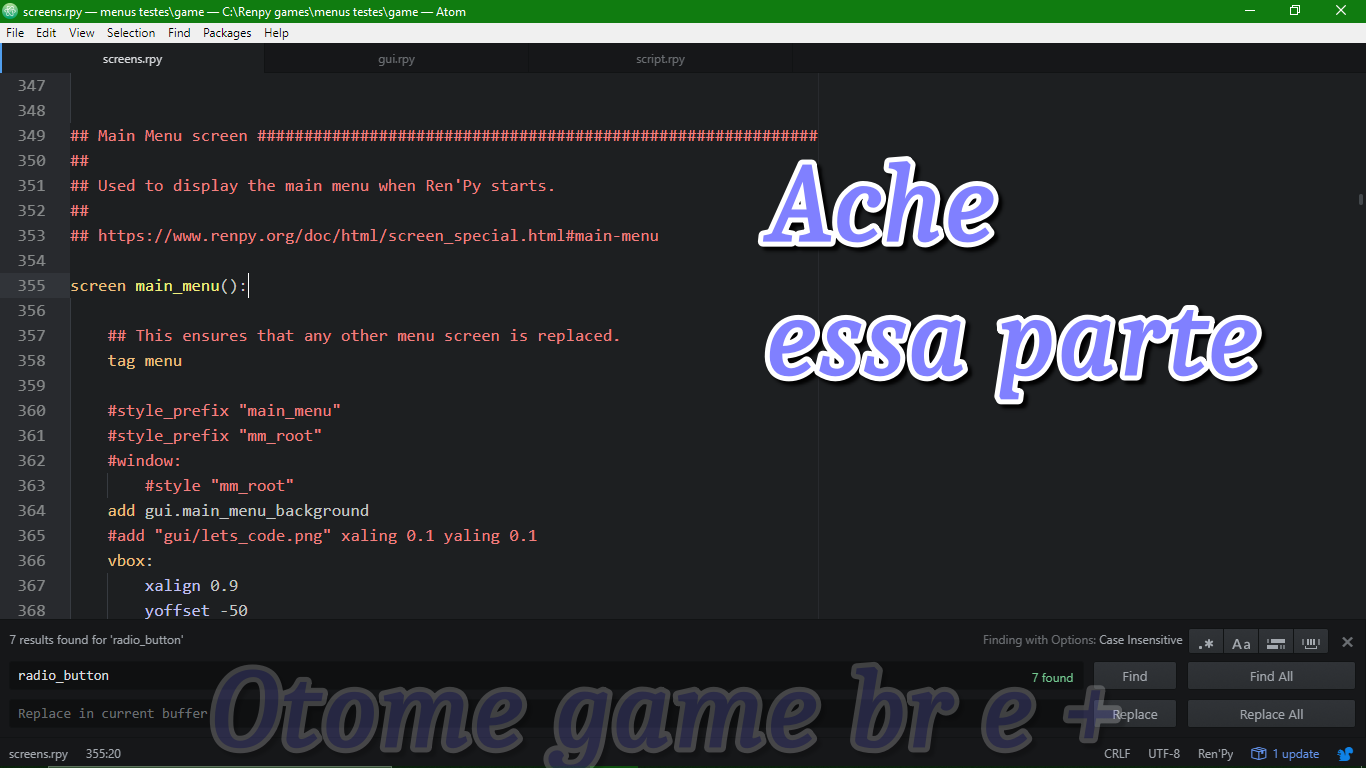 Renpy: Menu com imagenmaps ou imagebuttons ~ Otome game br e