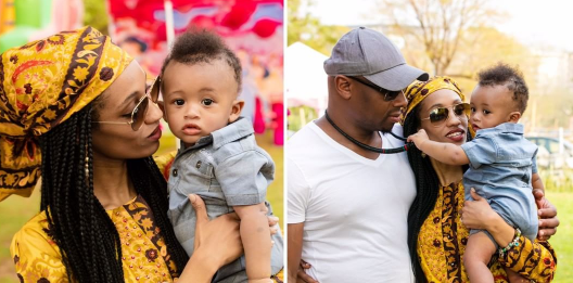 Lovely photos of singer Di'ja, her hubby Rotimi and their son