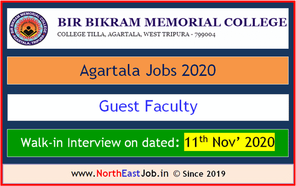 BBMC Agartala Recruitment 2020: Walk-in Interview for Guest Faculty Post