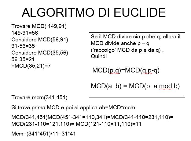 ALLENAMENTI DI MATEMATICA : ALGORITMO DI EUCLIDE: CALCOLO MCD