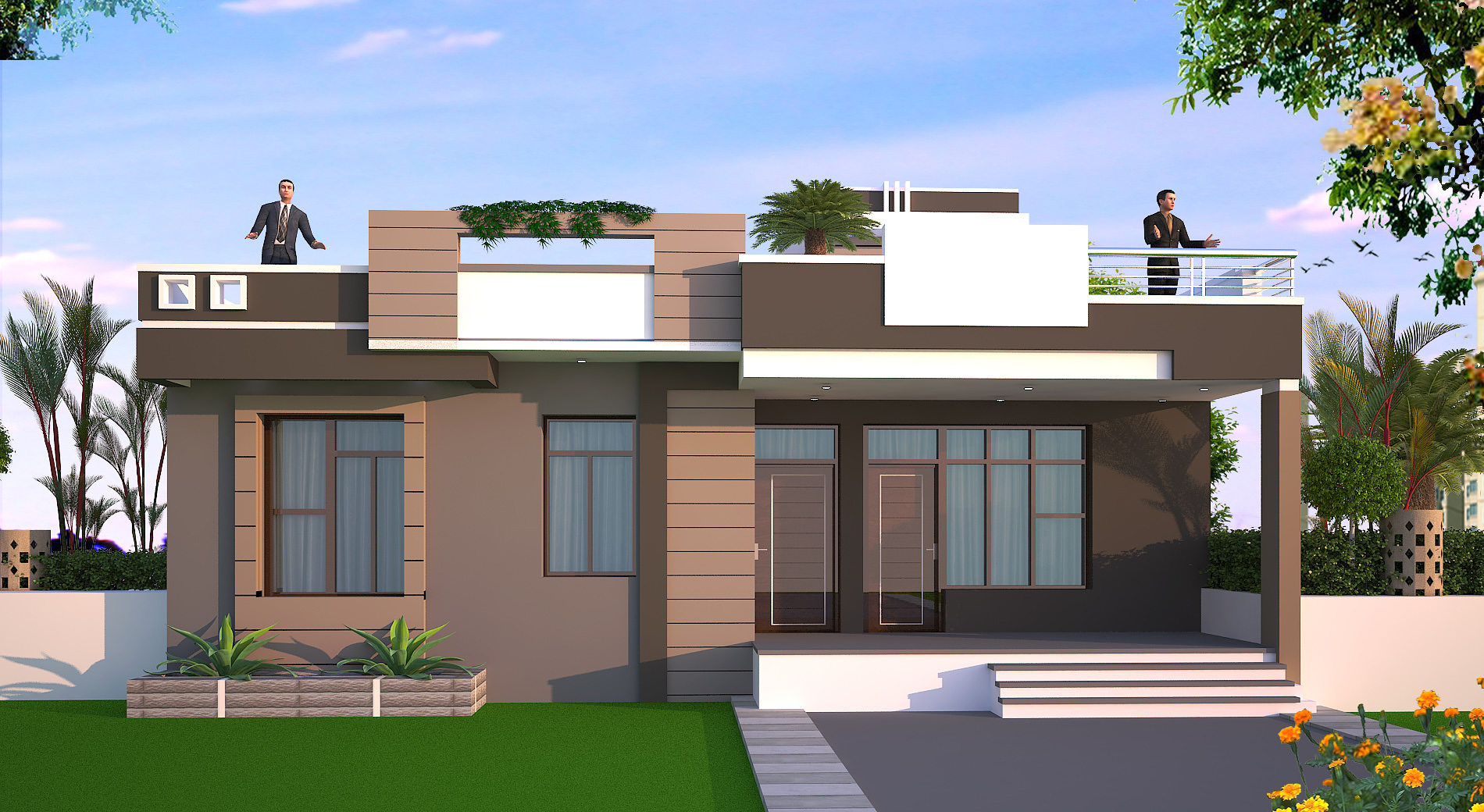 ground floor 3d elevation in house......... | 3D Elevation