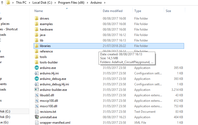 C Program Files X86 Arduino Libraries