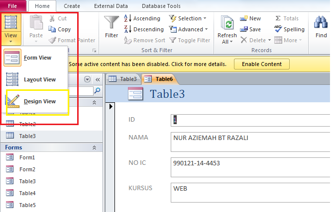 Secoet dari yuyu: Cara Membuat Form di Microsoft Access