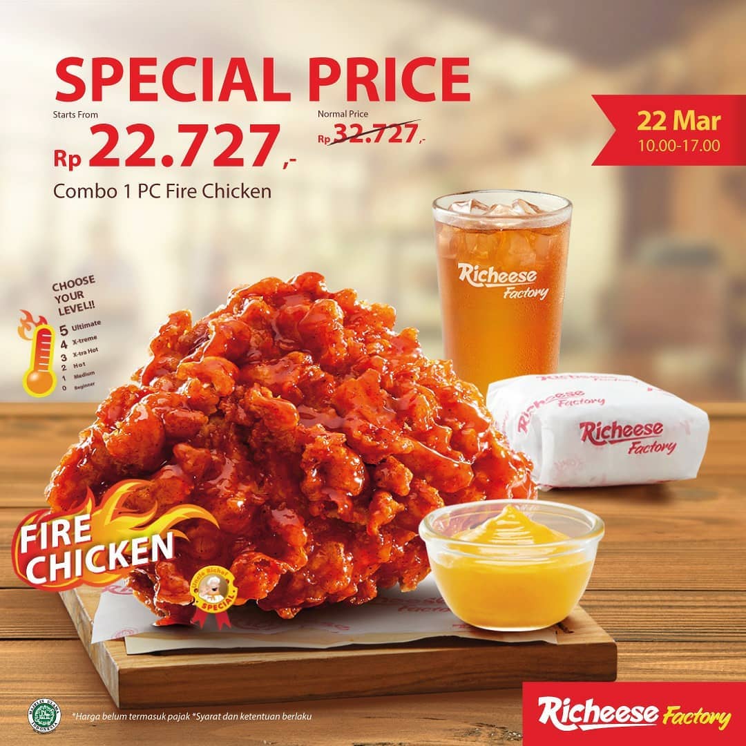Promo Richeese Factory Harga Spesial Combo 1 PC Fire Chicken Periode 22 ...