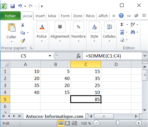 Formation avec exemples sur les formules de Microsoft Excel