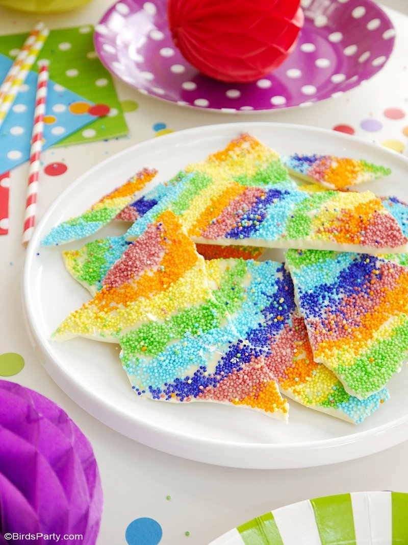 Rainbow Chocolate Bark Recipe 2 Ways - Party Ideas | Party Printables Blog