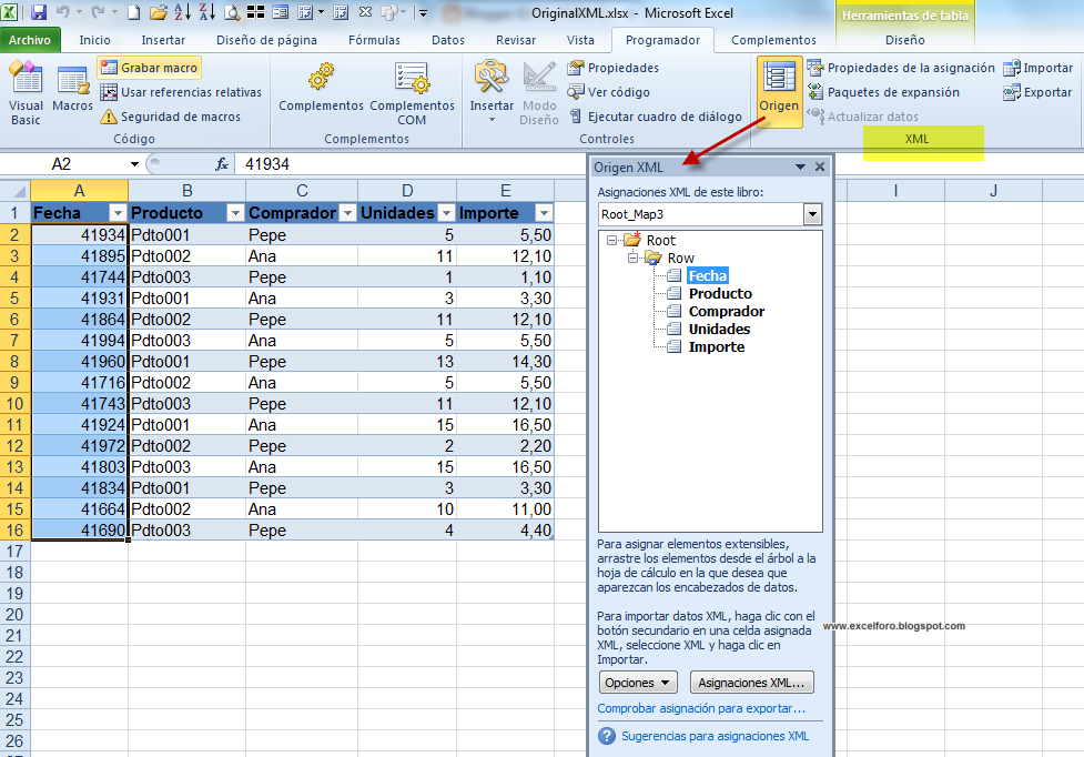 Importando Exportando Datos En Xml Con Excel Excel Foro