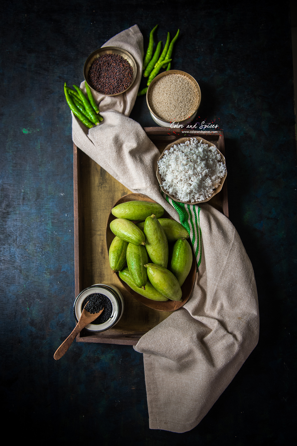 Color and Spices: Potol Posto with a coconut twist