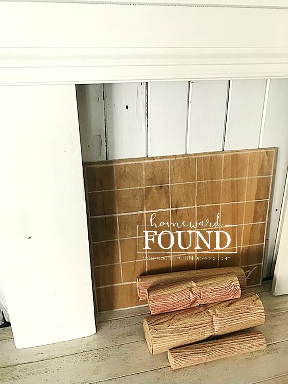 fabulous faux mantel & logs homeward found decor