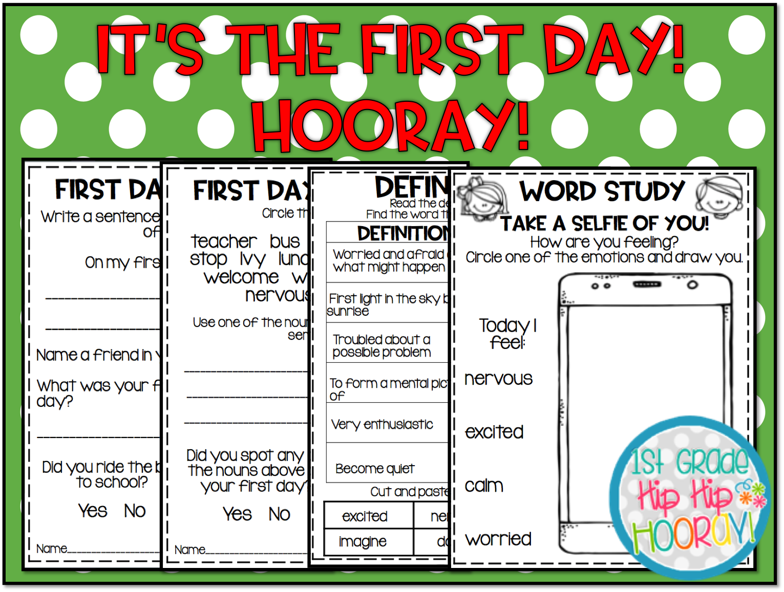 1st Grade Hip Hip Hooray!: First Day Hooray!! 1st Grade Hip Hip Hooray!: First Day Hooray!!