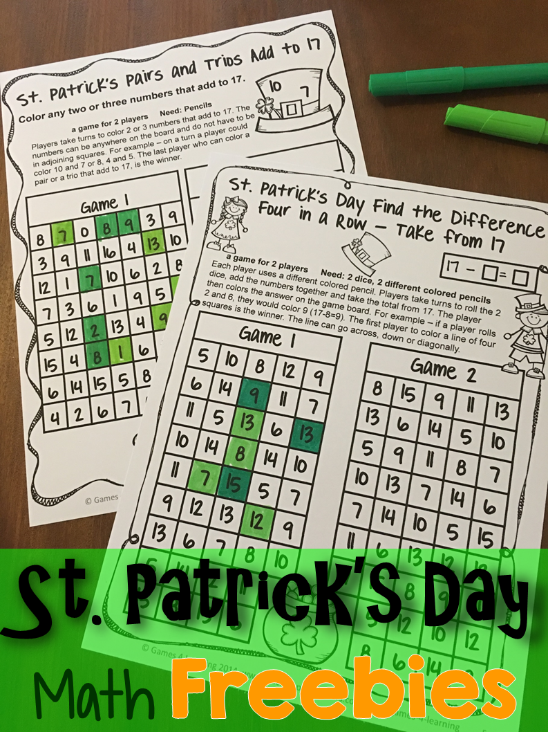 Fun Games 4 Learning: St. Patrick's Day Math FREEBIES