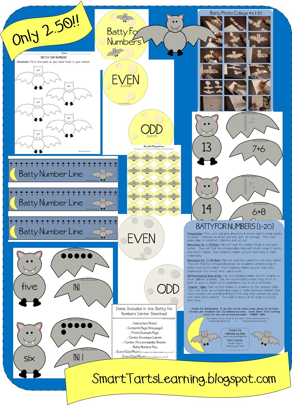 SmartTartsLearning: I'm Over the Moon for this Batty Number Center!